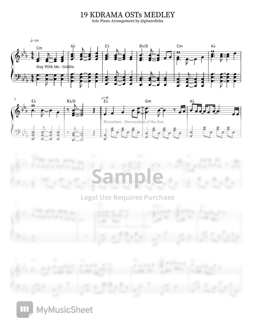 19 Songs Of Kdrama Soundtrack Kdrama Ost Medley Piano Sheets By Gita