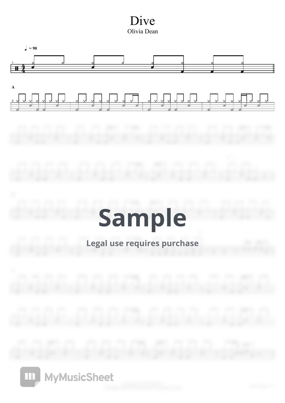 Olivia Dean - Dive Sheet Music by copydrum