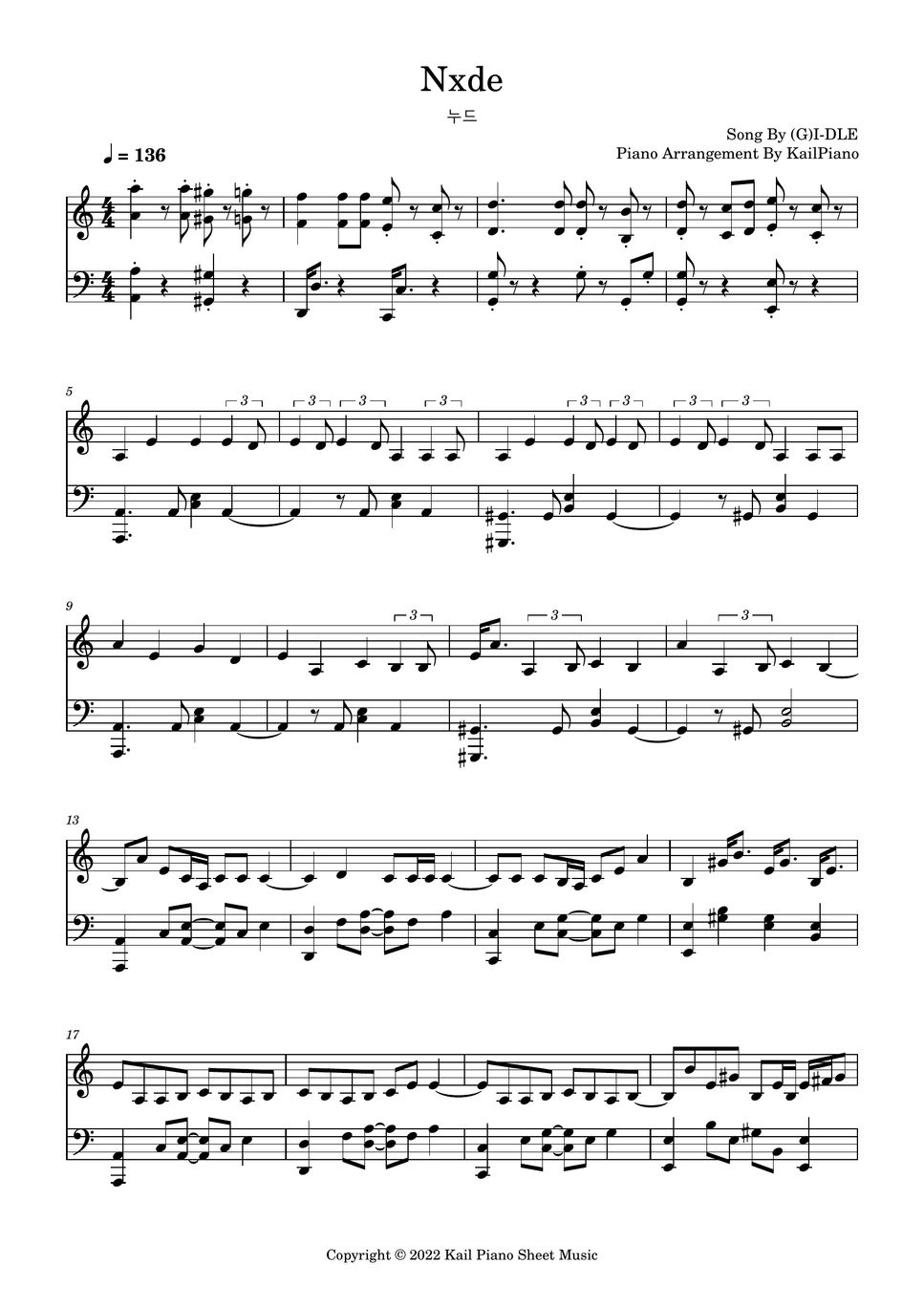 (G)I-DLE - Nxde Sheet by Kail Piano