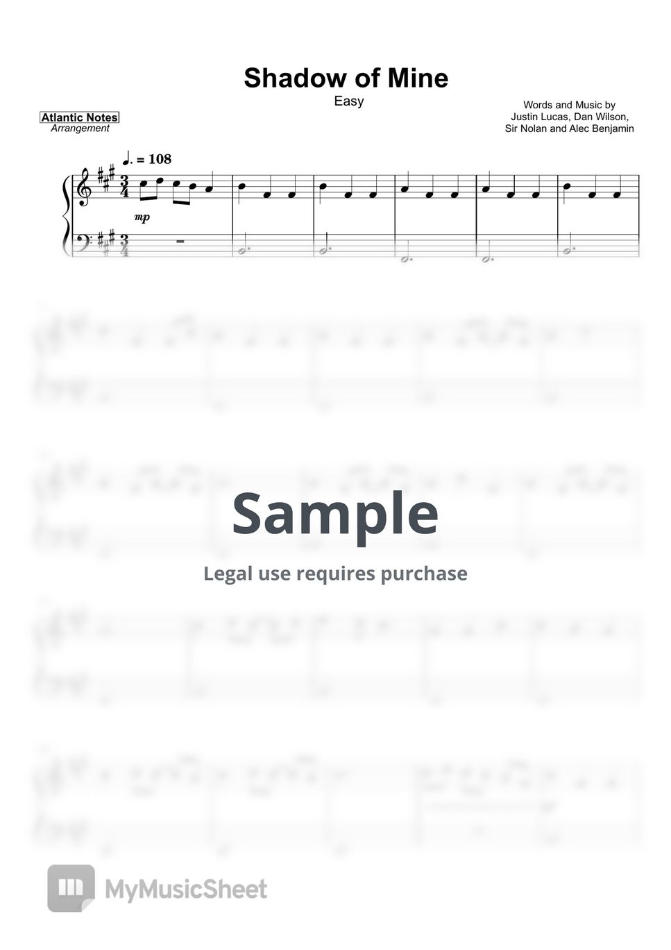 Alec Benjamin - Shadow of Mine Sheet Music by Atlantic Notes