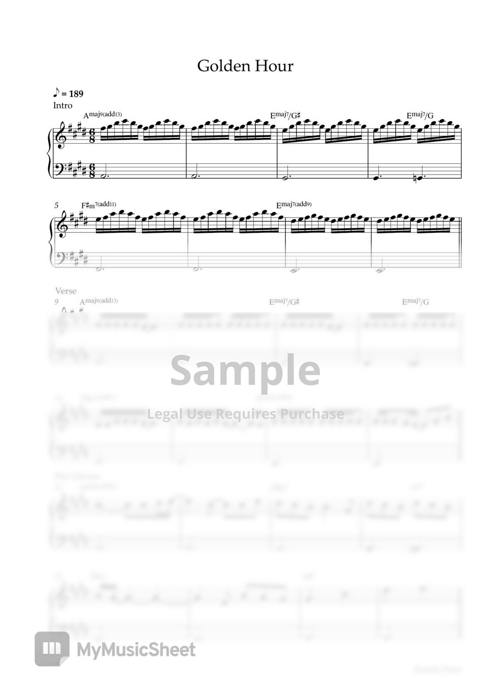 JVKE - golden hour (EASY PIANO SHEET) Sheet Music by Pianella Piano