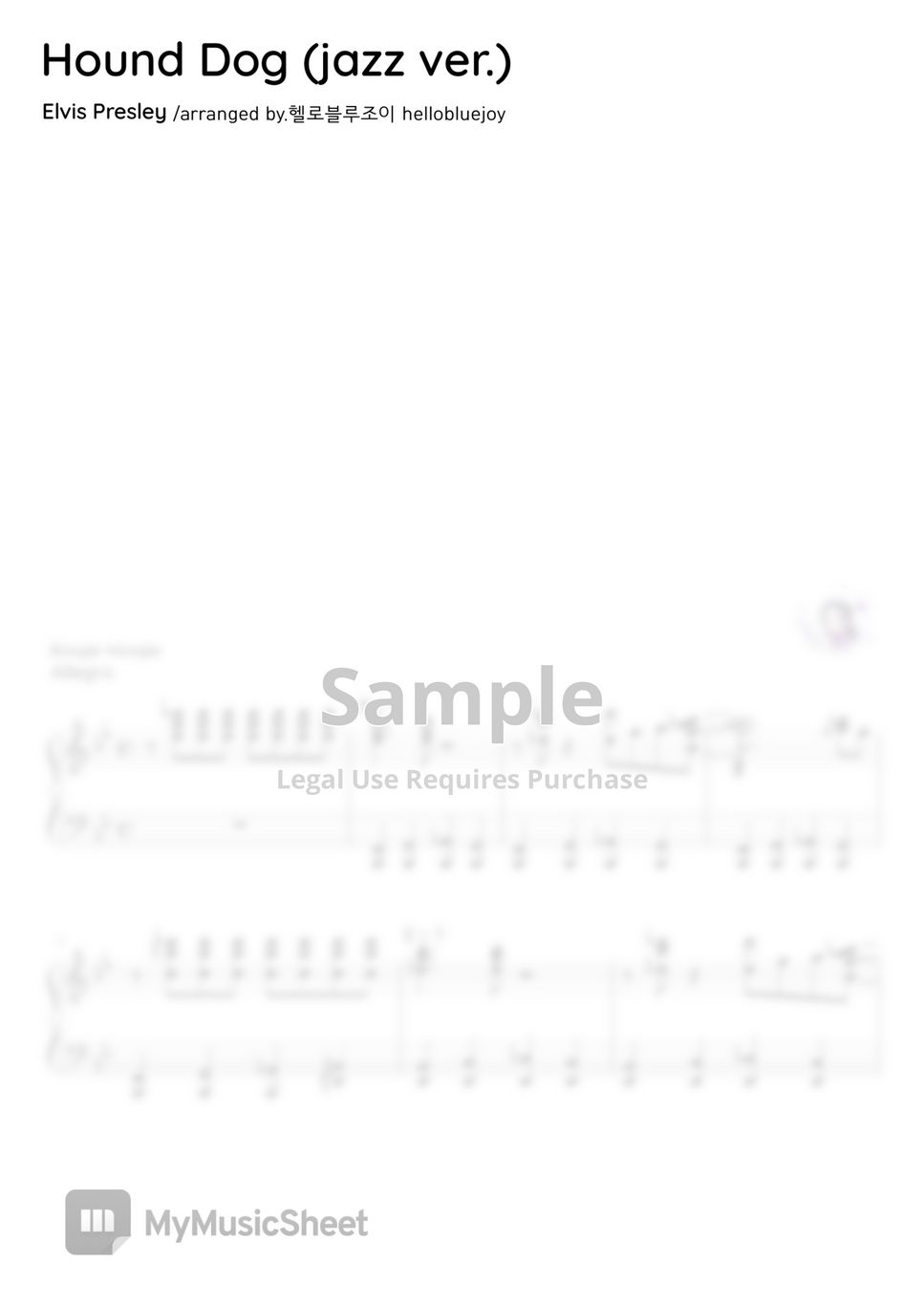 Elvis Presley - Hound Dog (jazz solo ver.) Sheet Music by 헬로블루조이