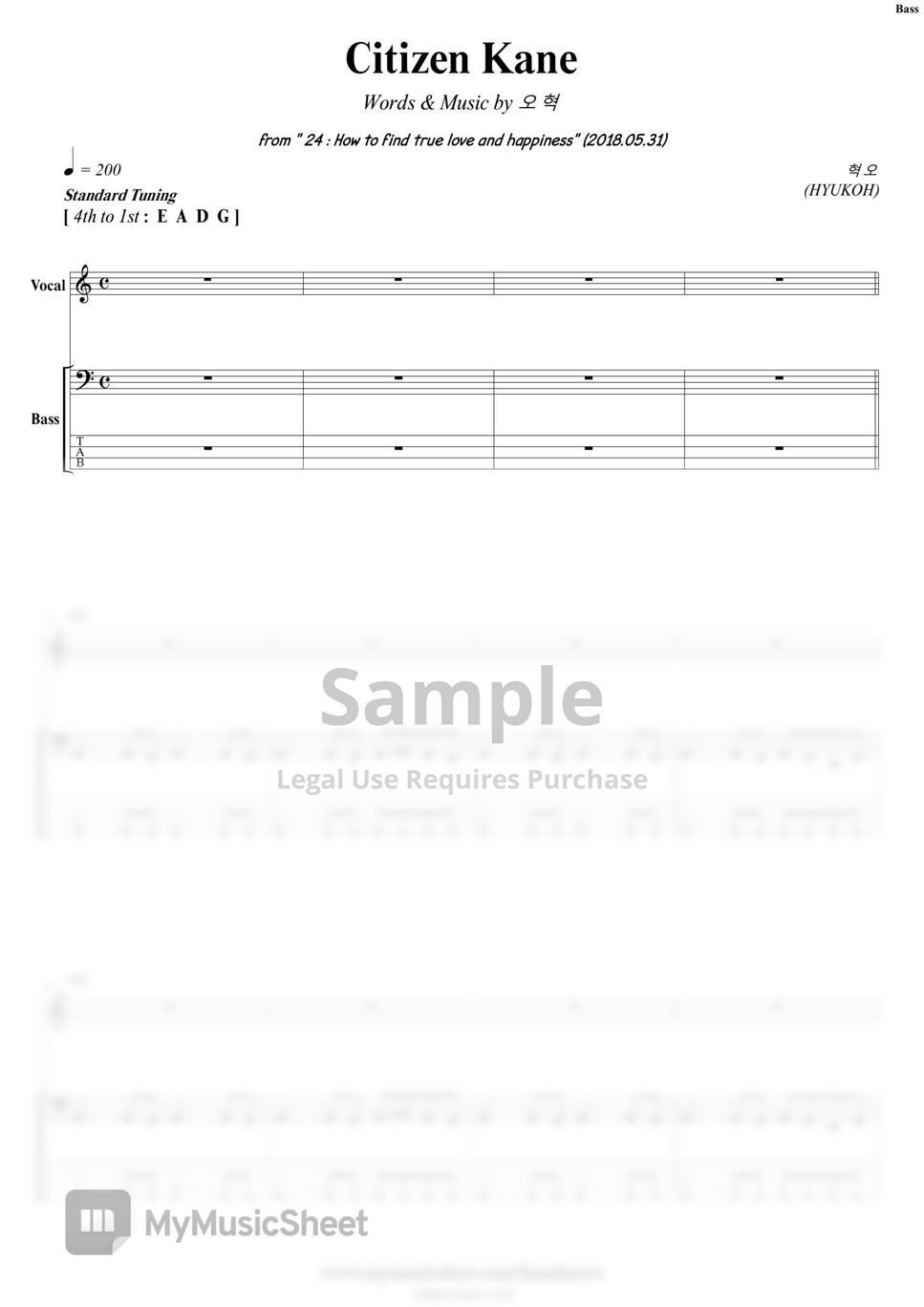 HYUKOH - Citizen Kane | Bass Sheet Music