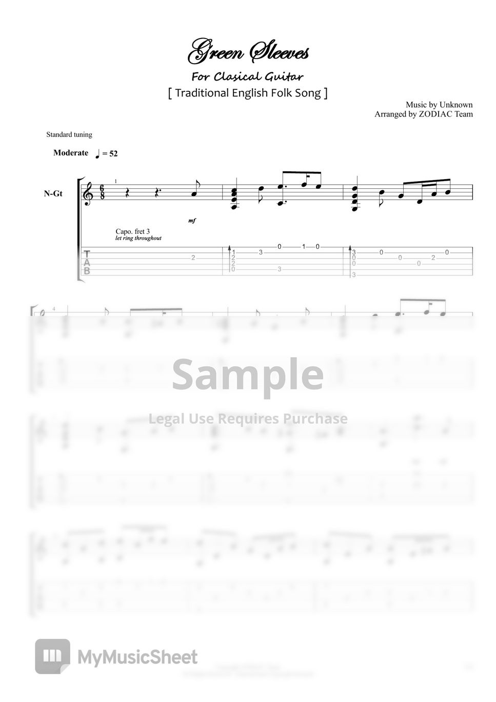 Green Sleeves(그린 슬리이브) Sheets by ZODIAC Team Green Sleeves(그린 슬리이브) Sheets by ZODIAC Team