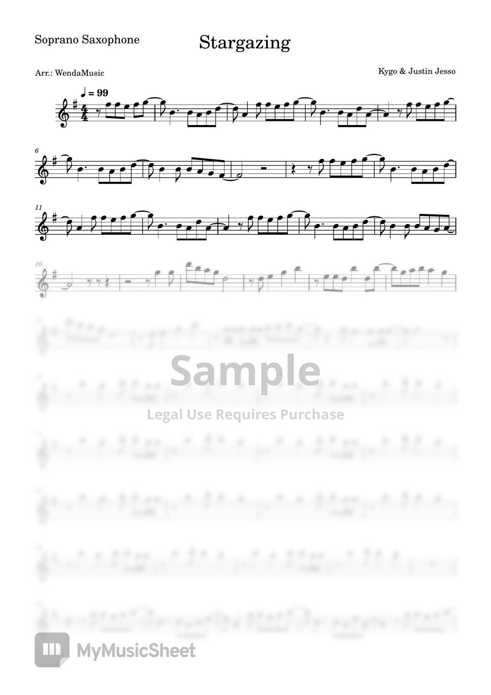 Kygo - Stargazing (Soprano Sax) Sheet Music by WendaMusic