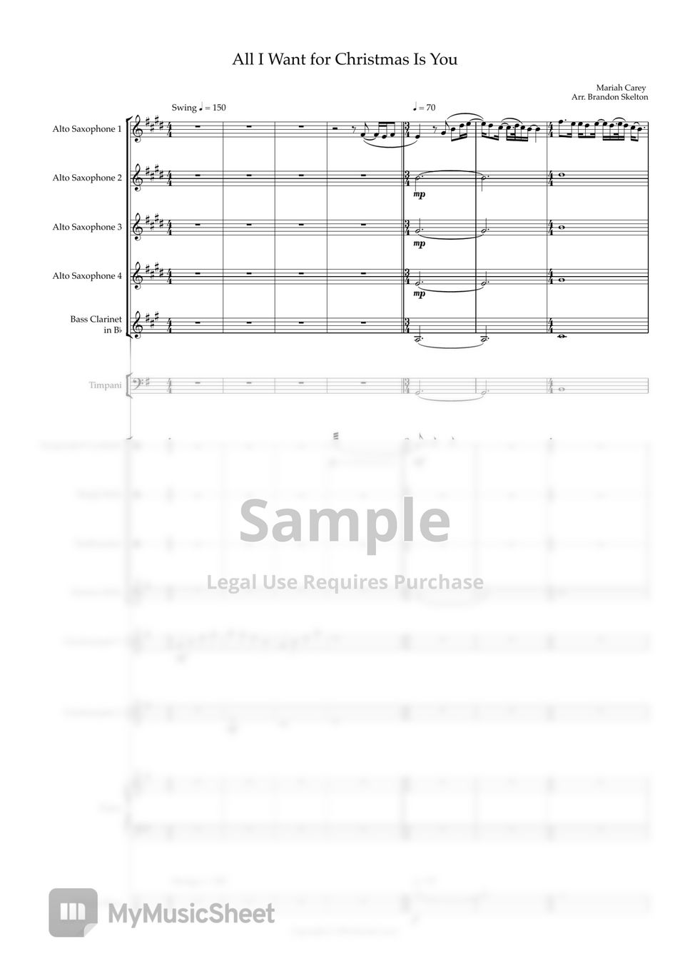 Mariah Carey - All I Want for Christmas Is You (Full Score) Sheet Music ...