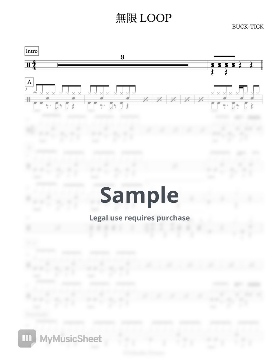 BUCK-TICK - 無限 LOOP Sheets by Arkadia Drums