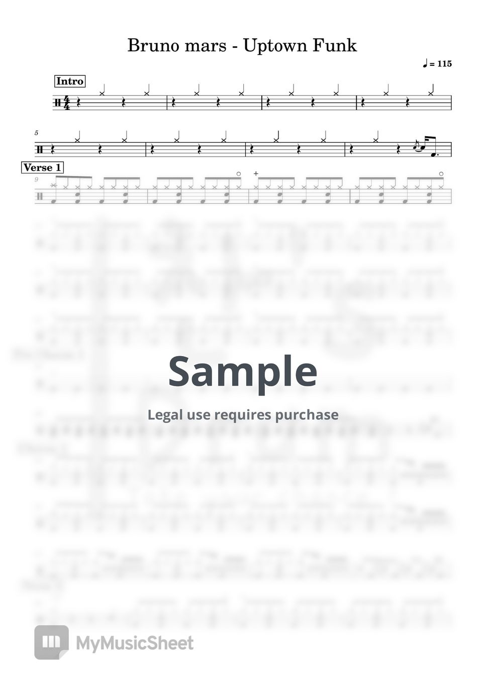 Bruno Mars - Uptown funk Sheet Music by ollae music