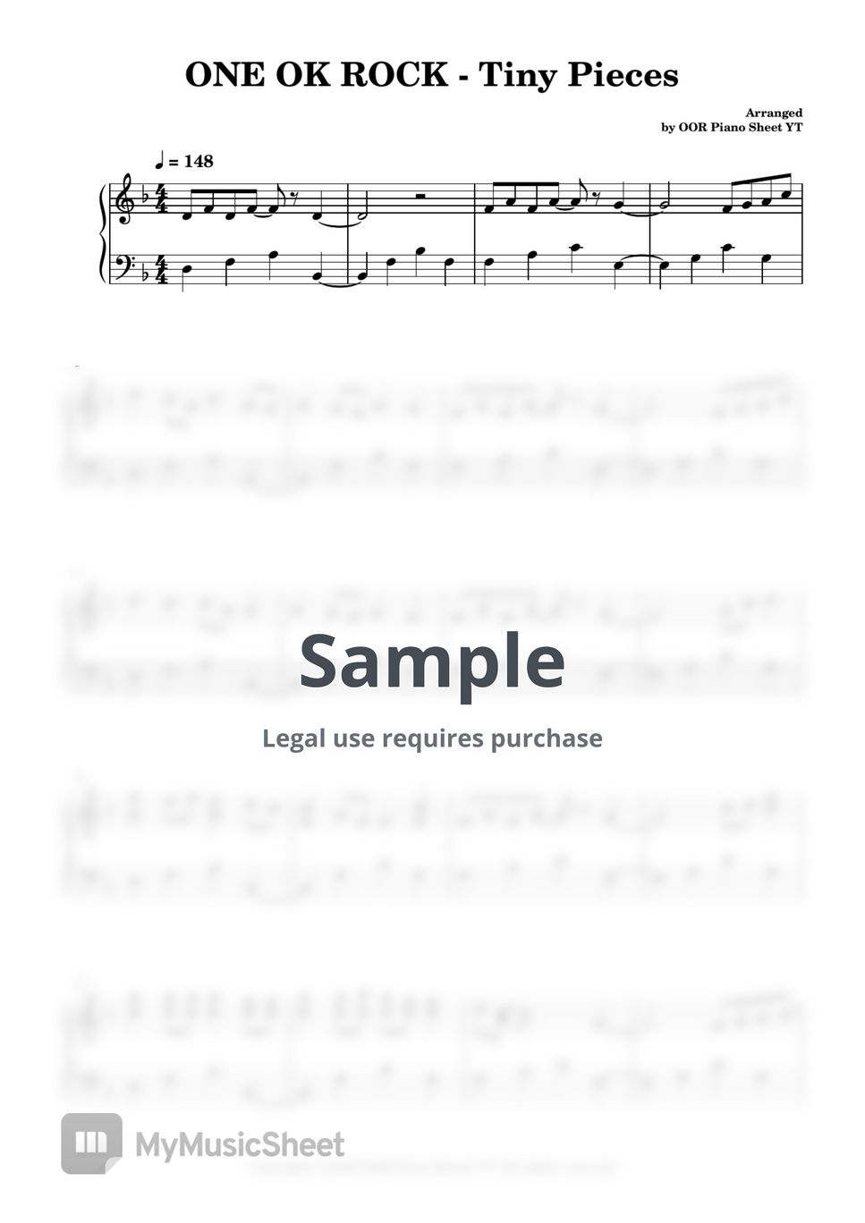 ONE OK ROCK - Tiny Pieces Sheet Music by OOR Piano YT
