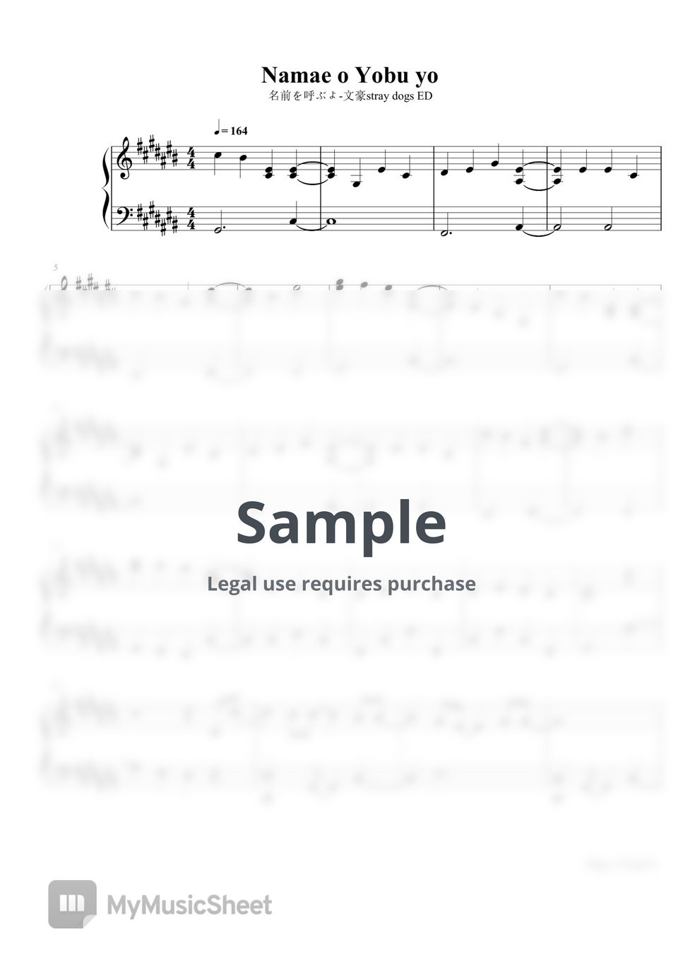 Luck Life - Namae wo Yobu yo (Bungo Stray Dogs ED) Sheets by dogemusic