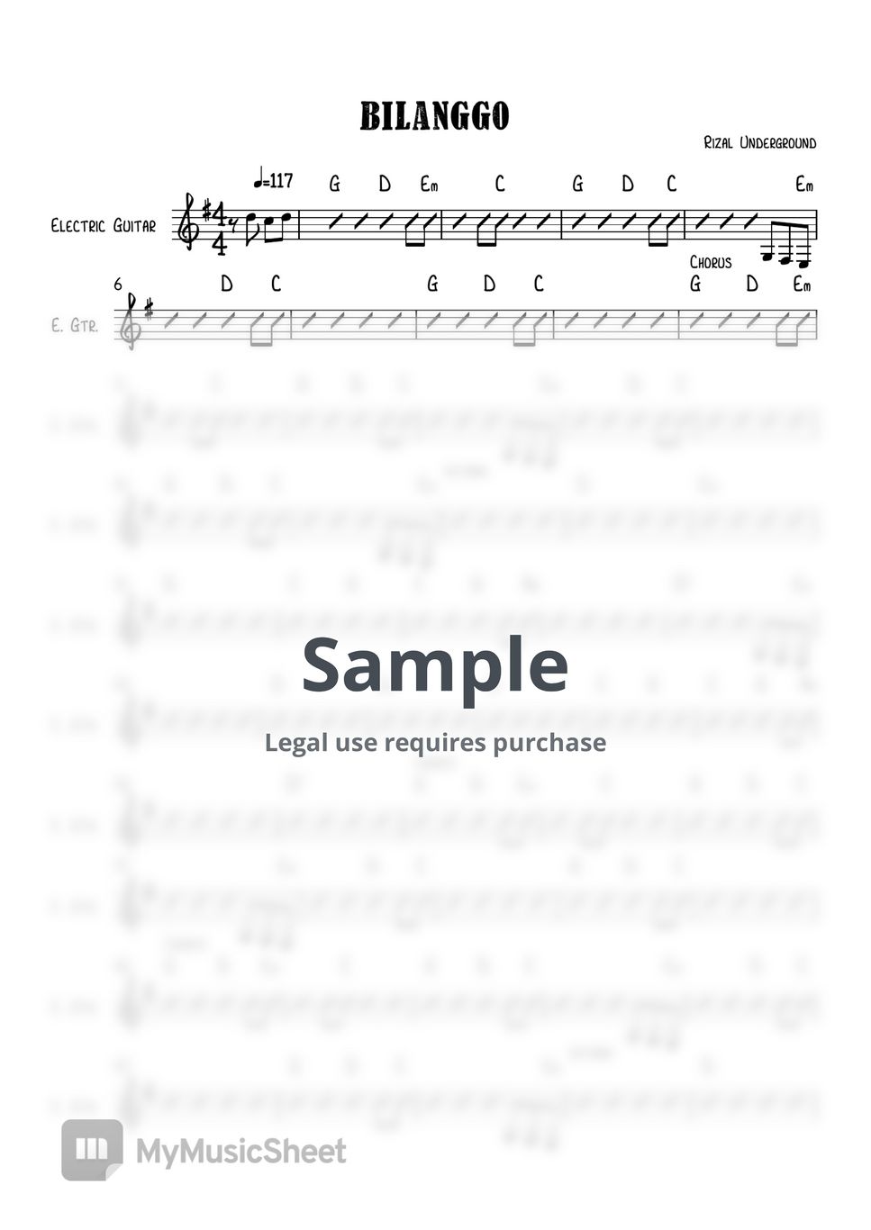 Rizal Underground - Bilanggo Sheet Music by JP Aguiluz