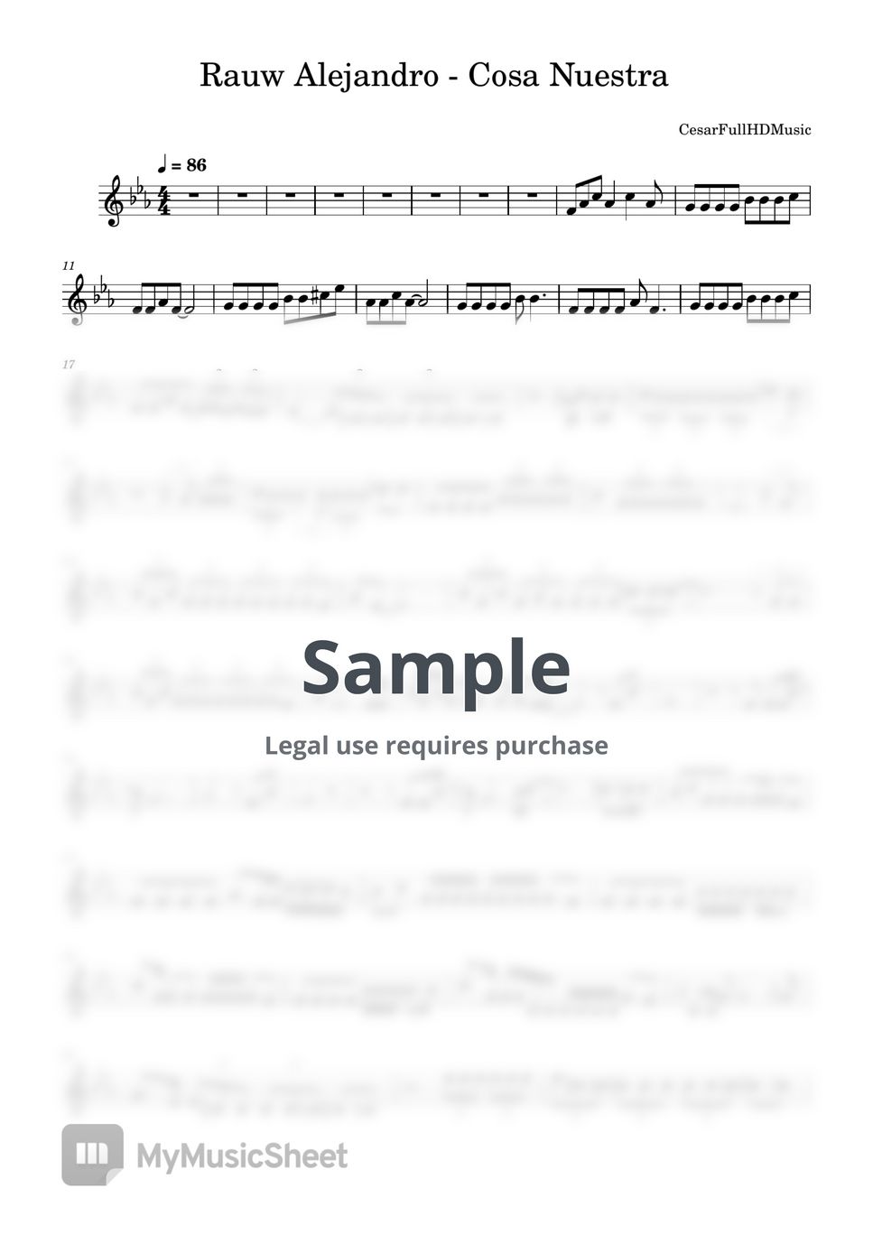 Rauw Alejandro - Cosa Nuestra 악보