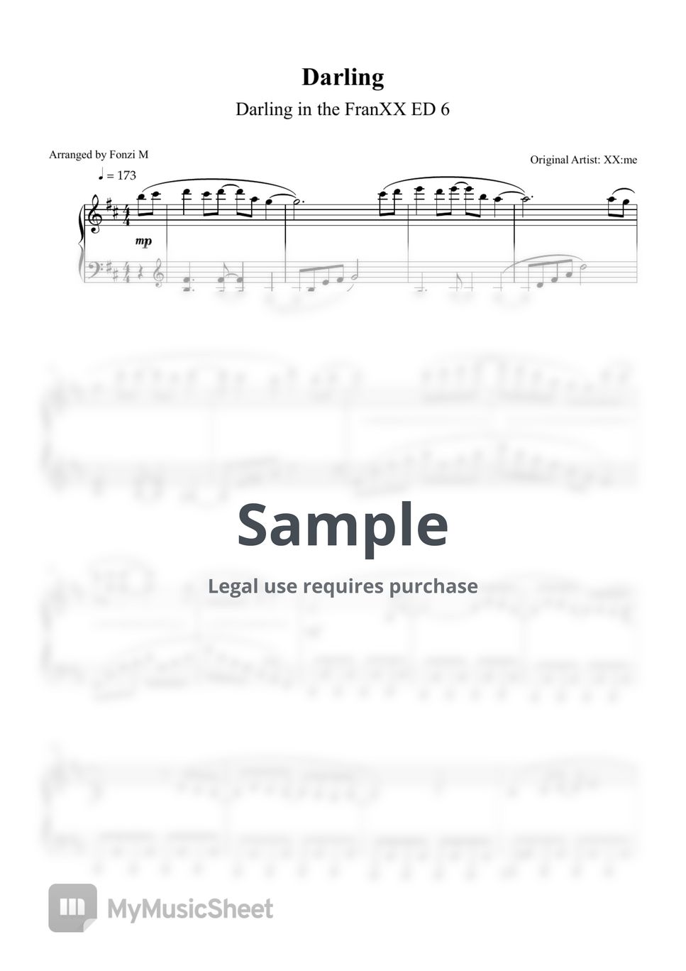 XX:me - Darling in the FranXX ED 6 - "Darling" Sheet Music by Fonzi M