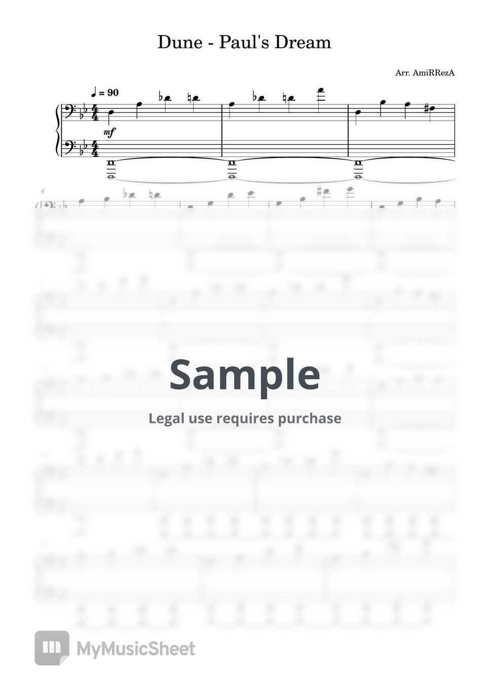 Hans Zimmer - Paul's Dream (Dune) Sheet Music by AmiRRezA