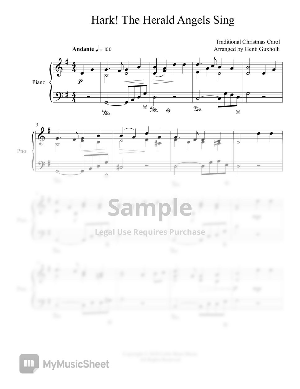 Felix Mendelssohn - Hark! The Herald Angels Sing Sheets by Genti Guxholli