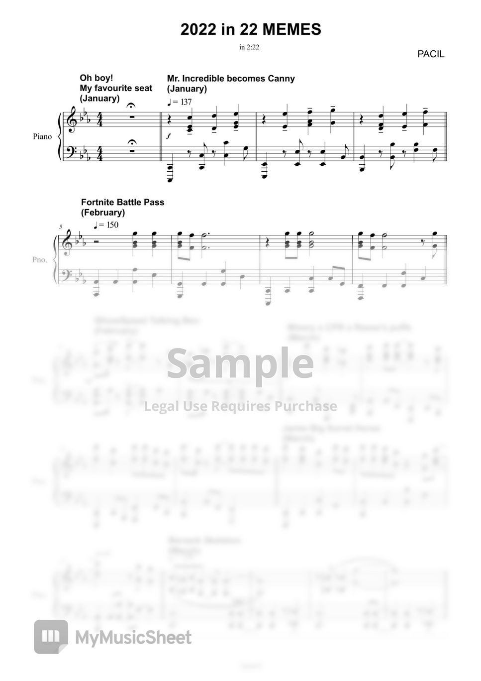 PACIL - 2022 in 22 MEMES (in 2:22) Sheet Music by PACIL