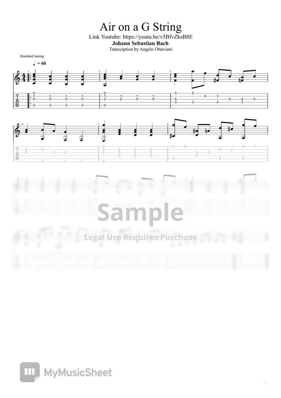 J. S. Bach - Air on the G String Sheets