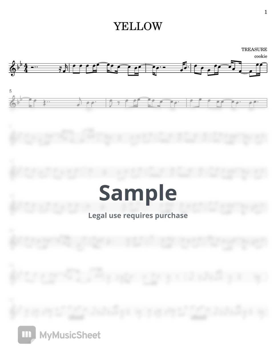 TREASURE - YELLOW Sheet Music by cookie