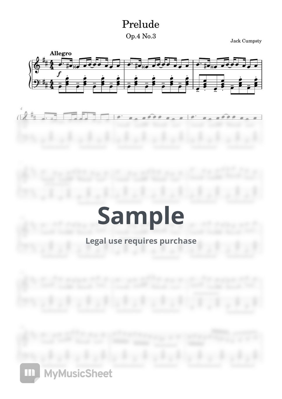 Jack Cumpsty - Prelude Op.4 No.3 Sheet Music