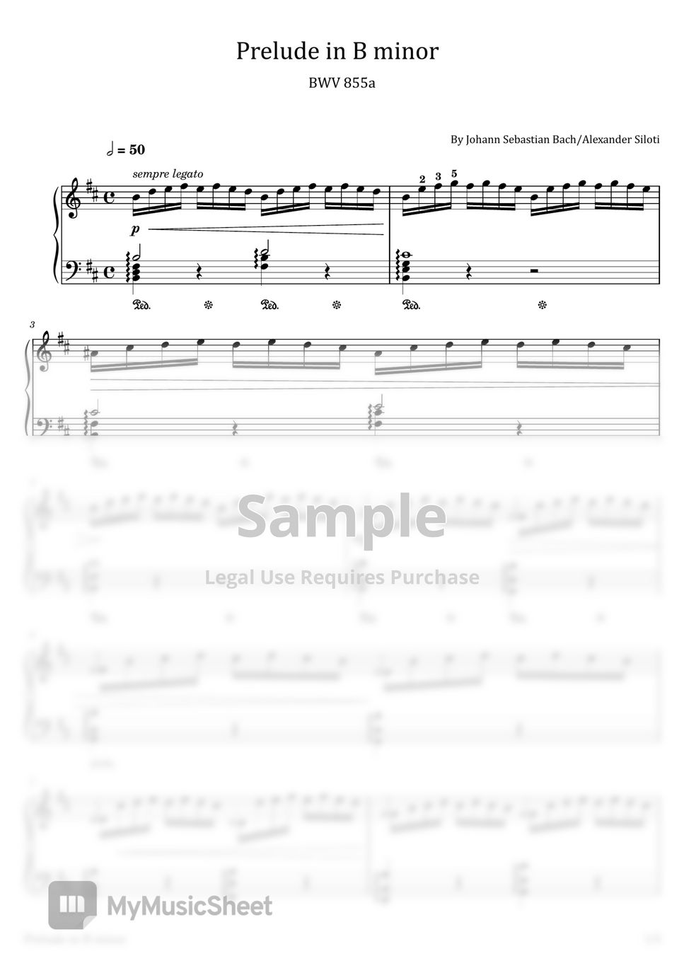 Johann Sebastian Bach - Prelude in B minor - BWV 855a (For Piano Solo - Transcribed By Alexander ...