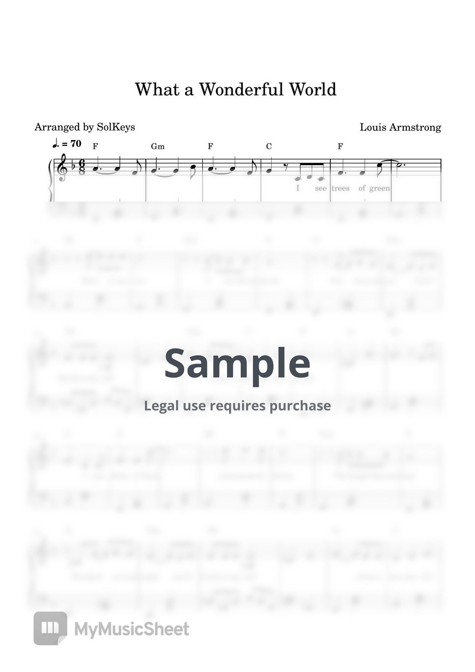Louis Armstrong - What a Wonderful World Sheets by SolKeys