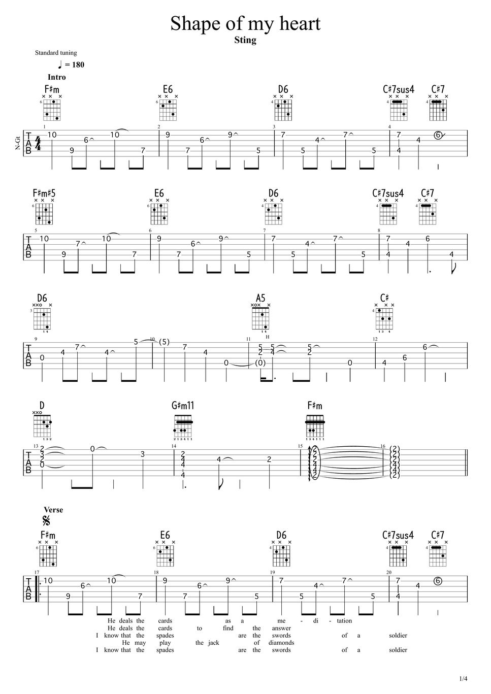 Sting - Shape of my heart (Leon OST) Sheets by Chase Cho