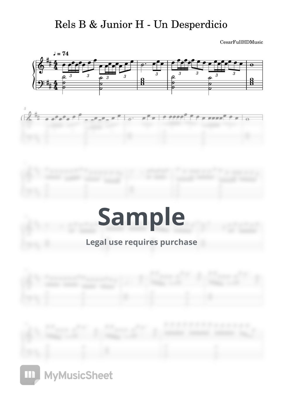 Rels B & Junior H - Un Desperdicio Sheet Music