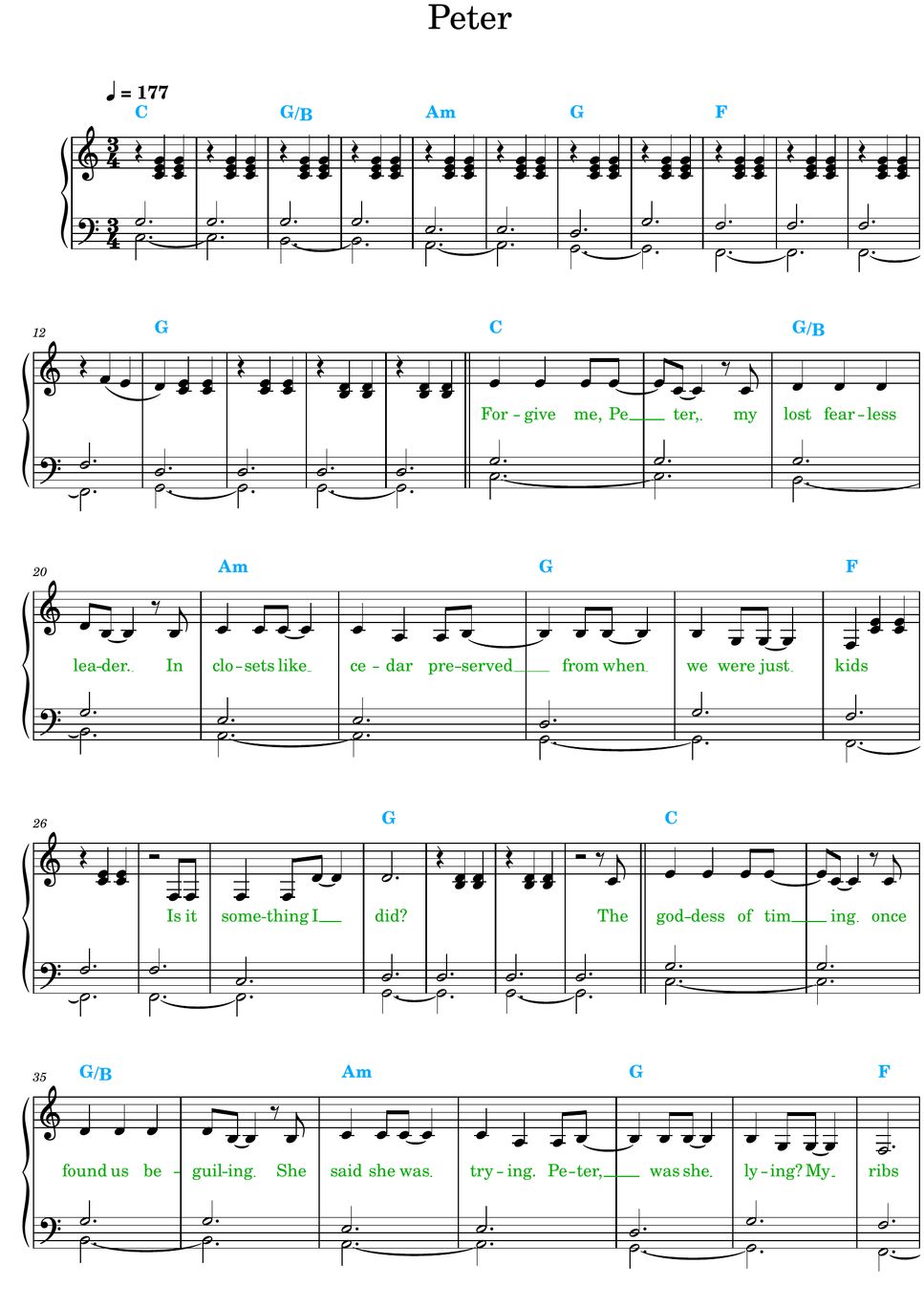 Taylor Swift - Peter (lyrics, chords) Sheet Music by Rita B