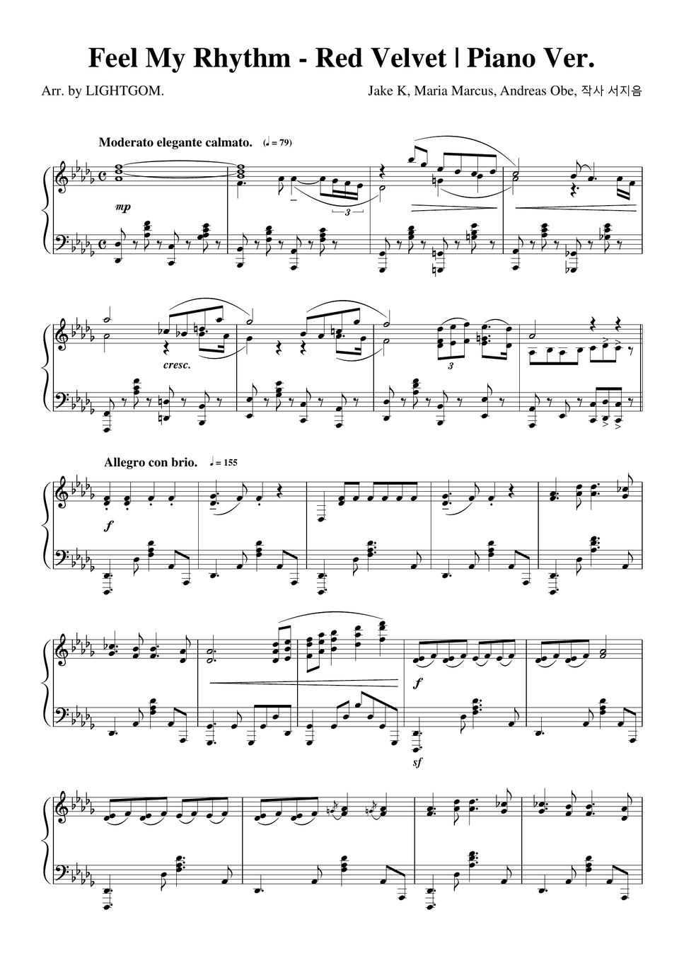 Red Velvet - Feel My Rhythm (Piano Ver.) Hoja by LIGHTGOM