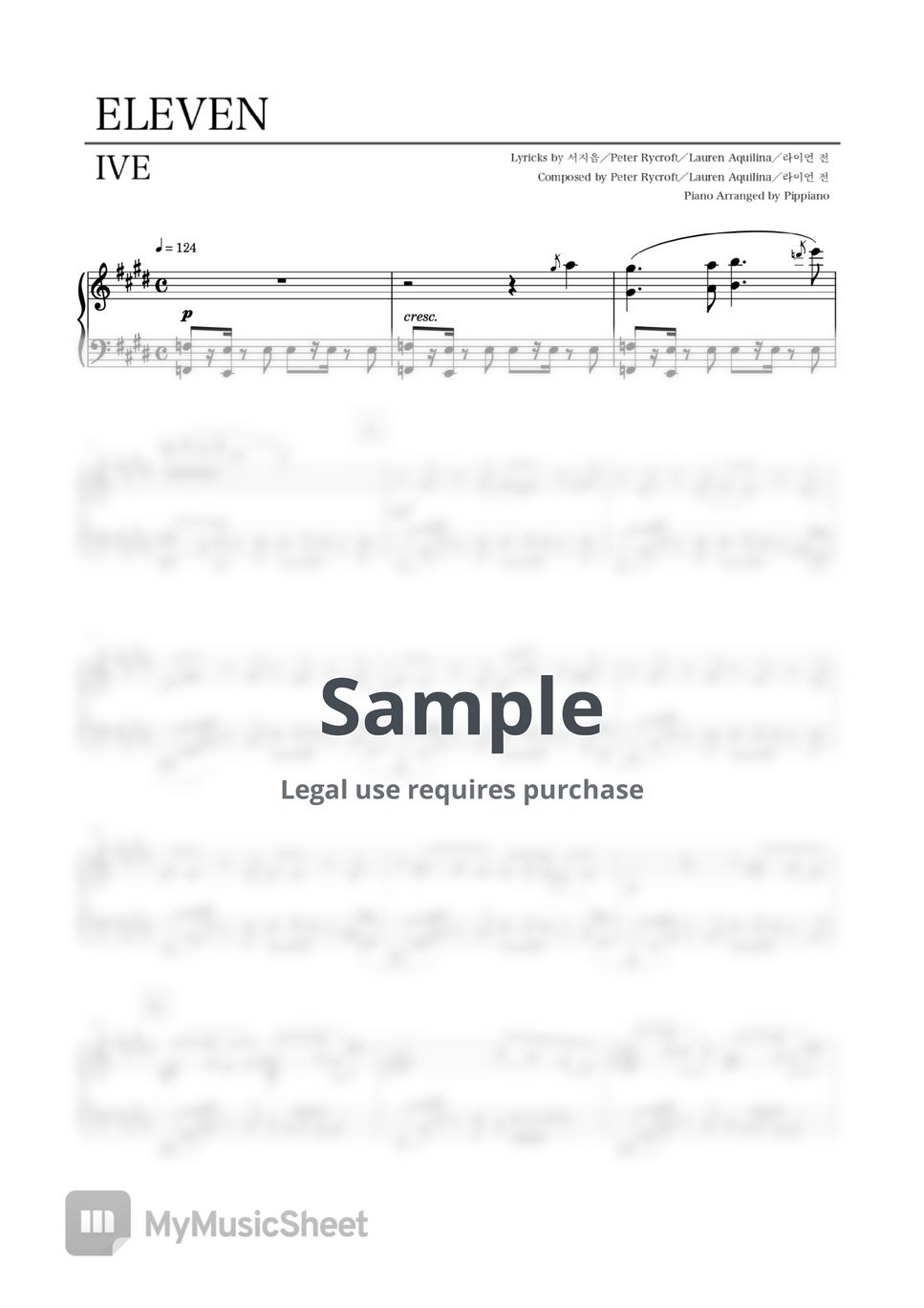 IVE - ELEVEN Sheet Music by Pippiano