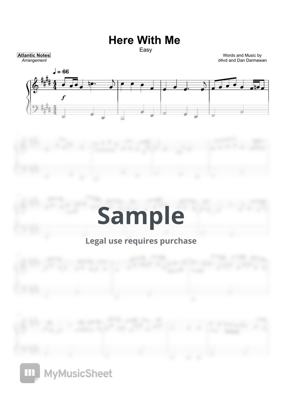 d4vd - Here With Me 楽譜 by Atlantic Notes