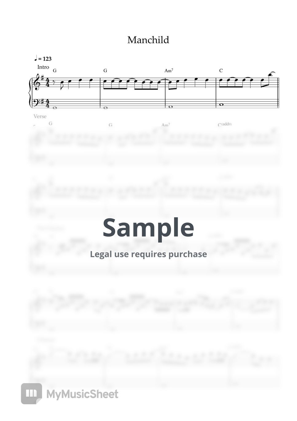 Sabrina Carpenter - Manchild (EASY PIANO SHEET) Sheet Music by PP
