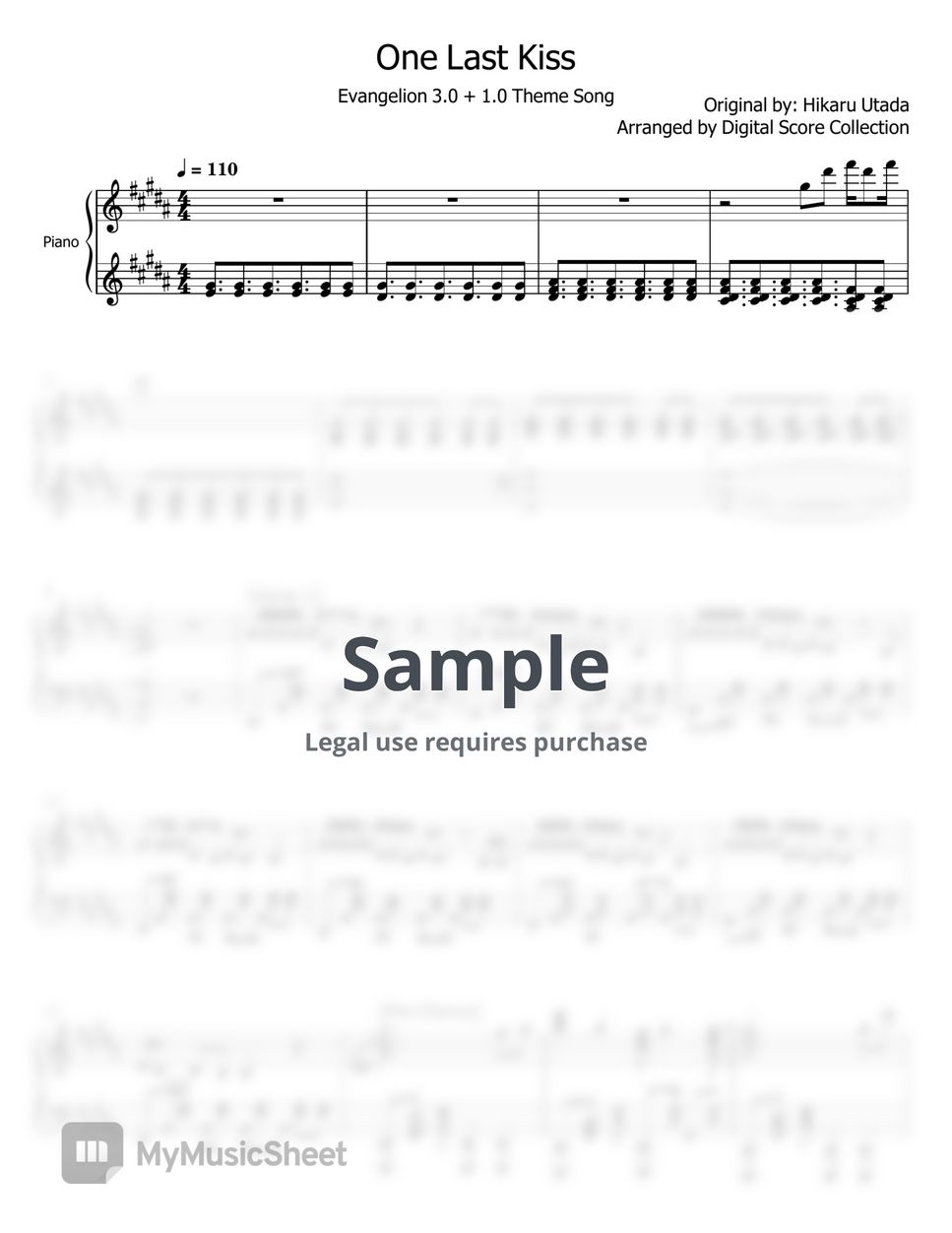 Hikaru Utada - One Last Kiss Sheets by Digital Score Collection