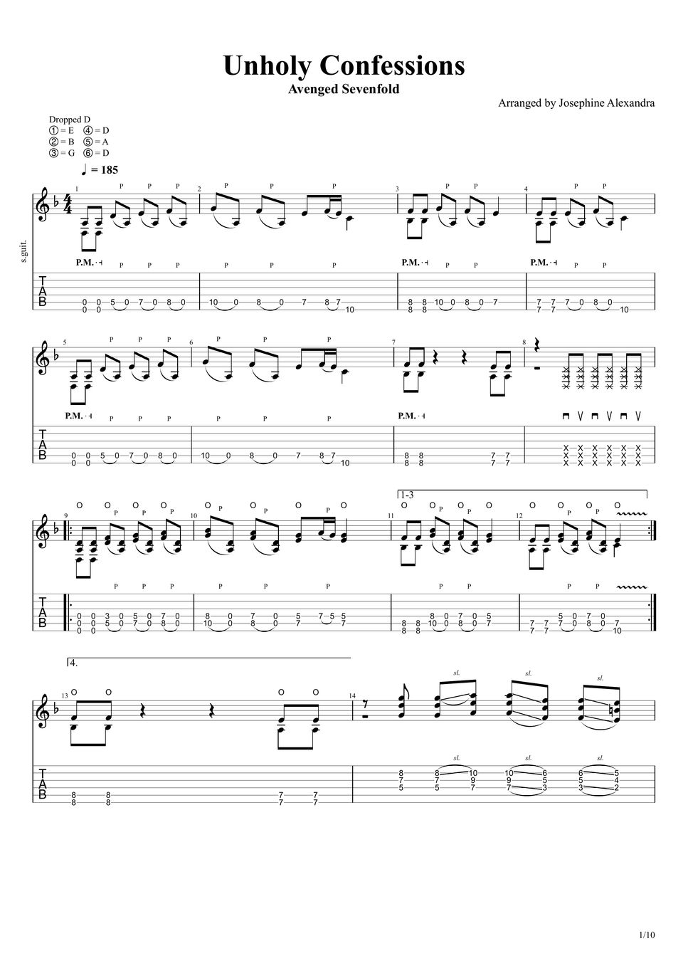 Avenged Sevenfold - Unholy Confessions 악보