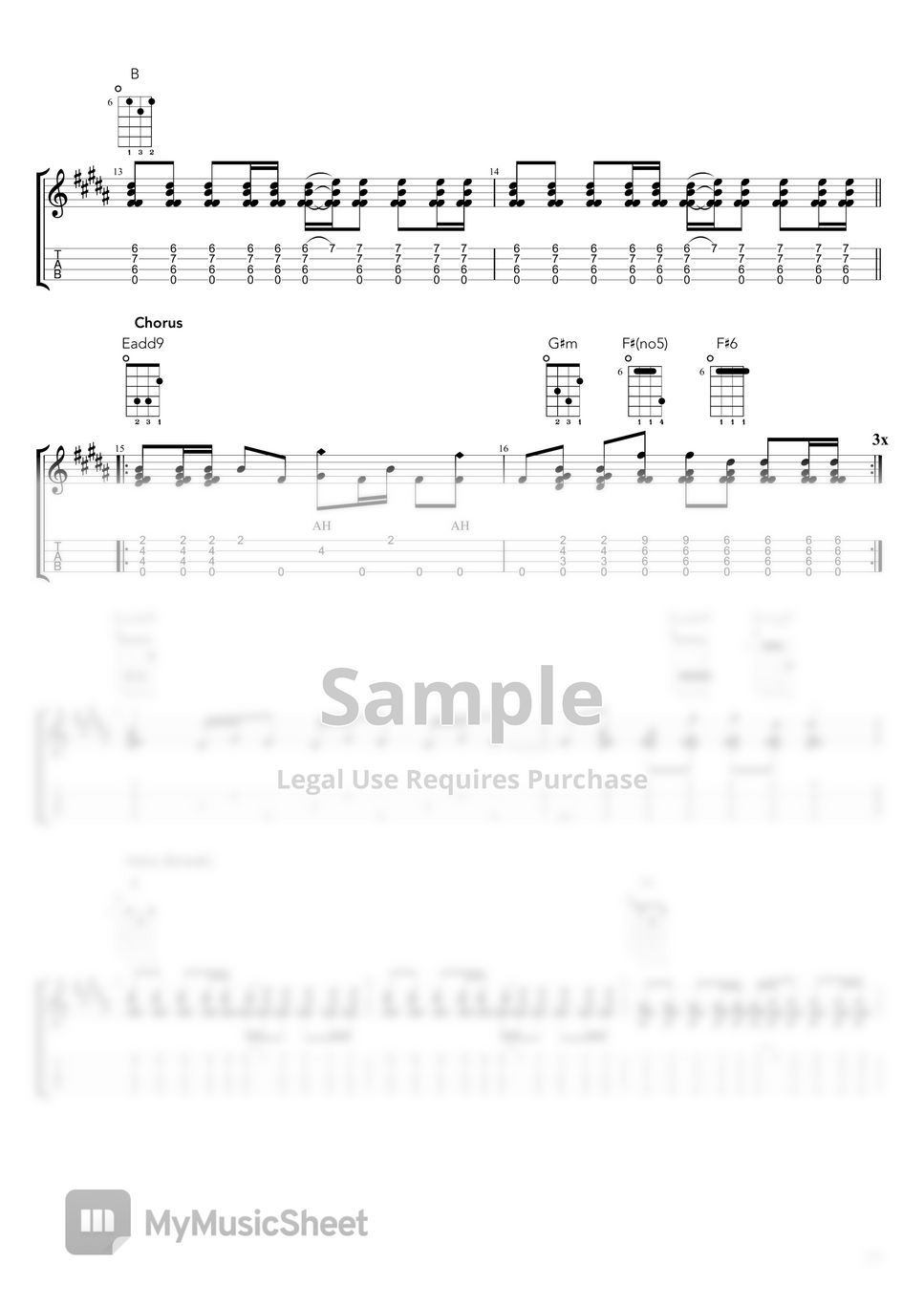 Coldplay - Yellow Tab + 단선 악보 by 4stringboy