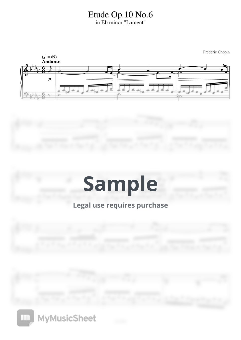 F. Chopin - Etude Op.10 No.6 "Lament" Sheets by JUNPIN