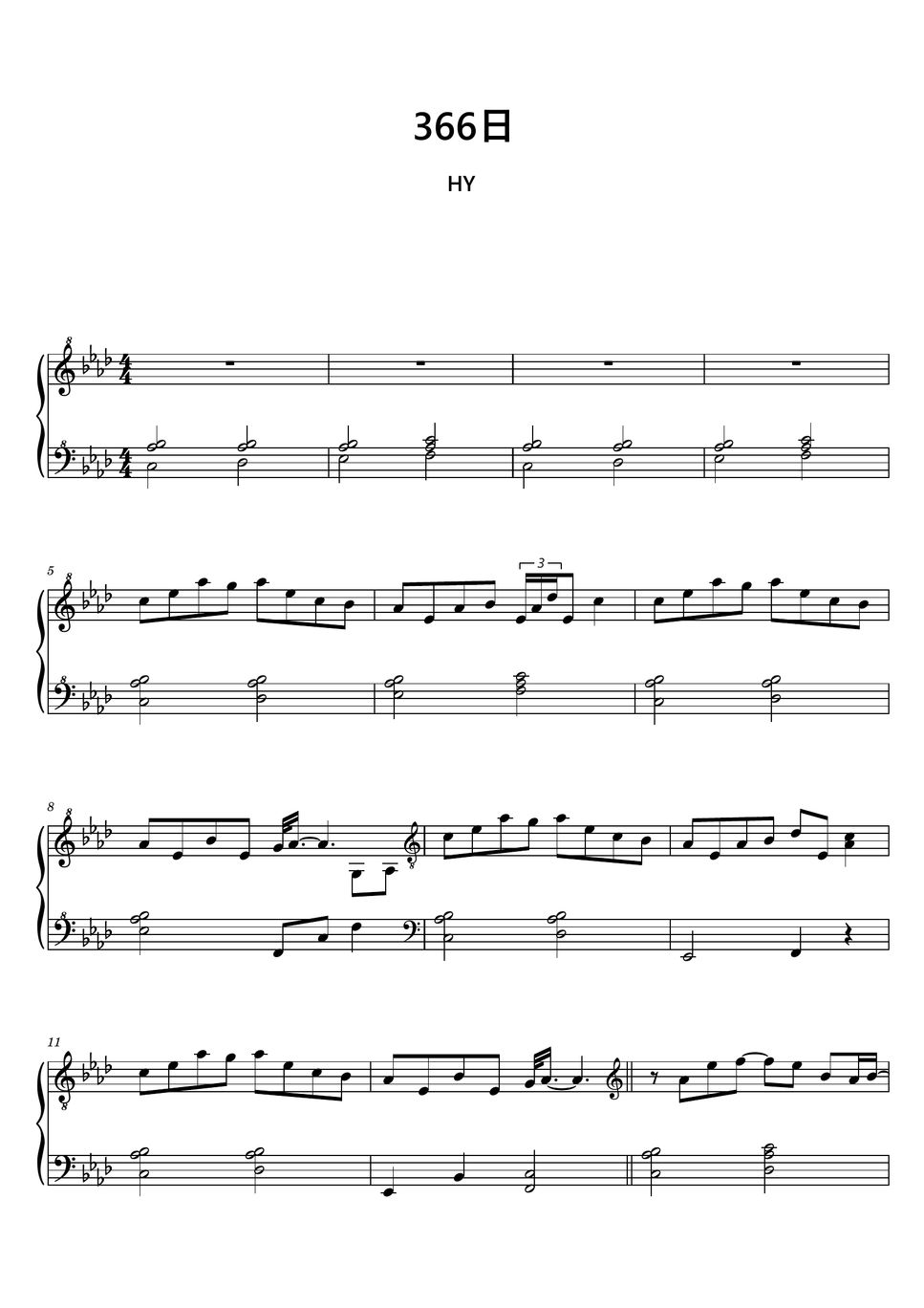 HY - 366日 (Sheet Music, MIDI,) Blad by sayu