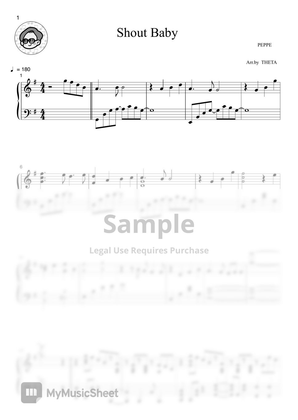 Ryokuoushoku Shakai - Shout Baby 악보 by THETA PIANO