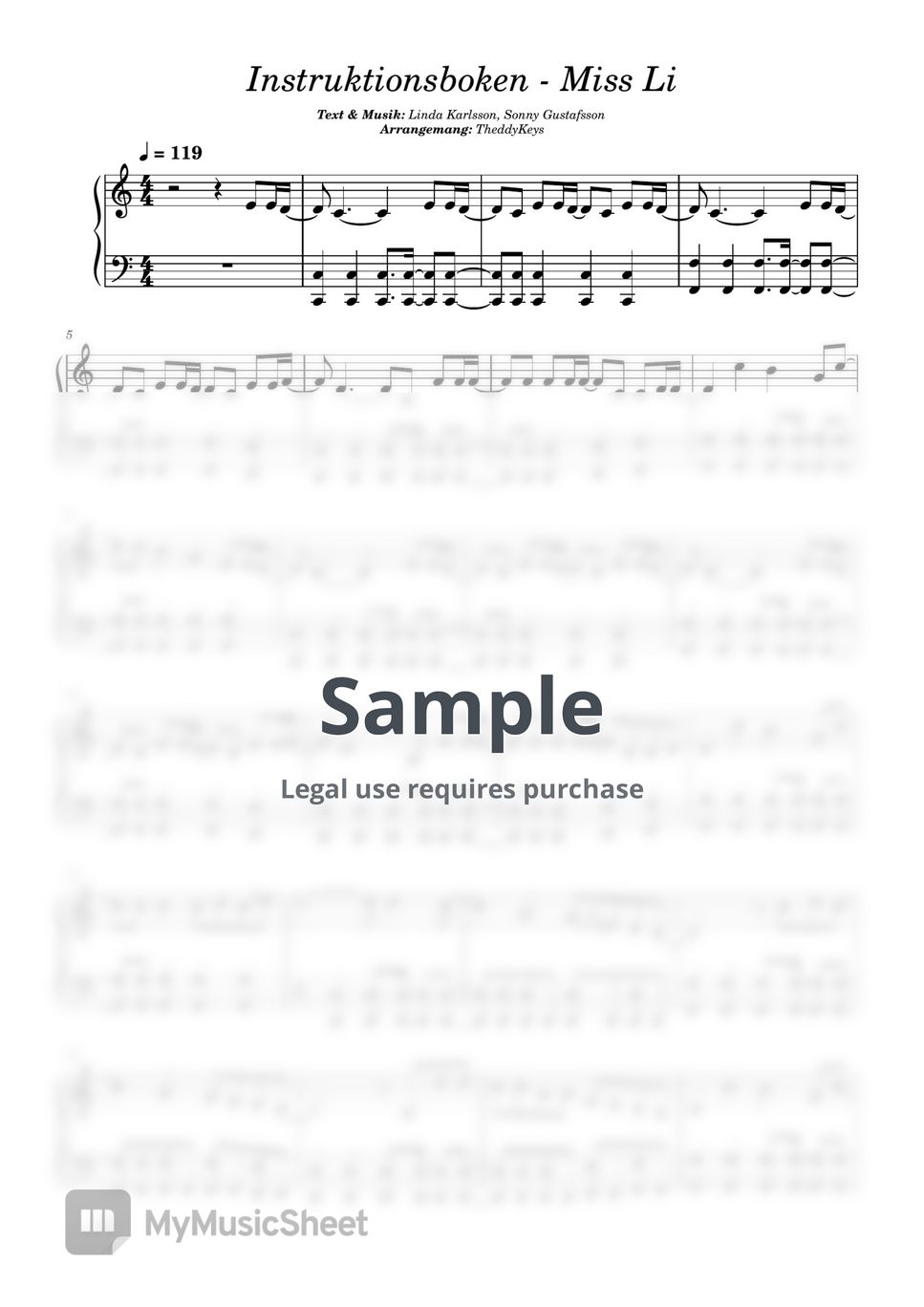 Miss Li - Instruktionsboken Sheets by TheddyKeys