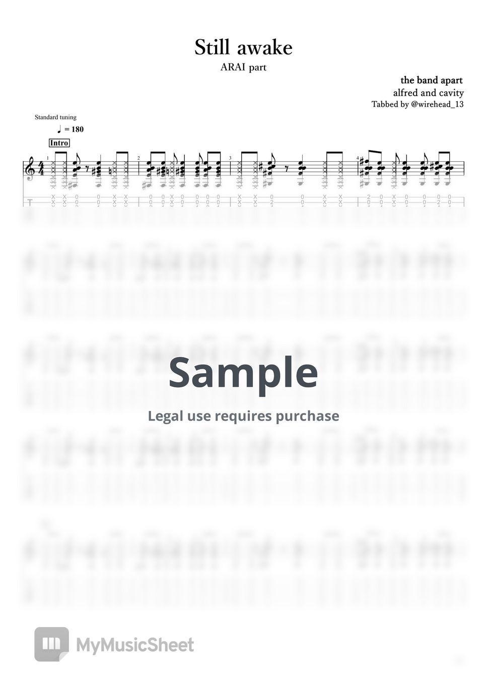 the band apart - Still awake (from "alfred and cavity") Sheets by T4LBO