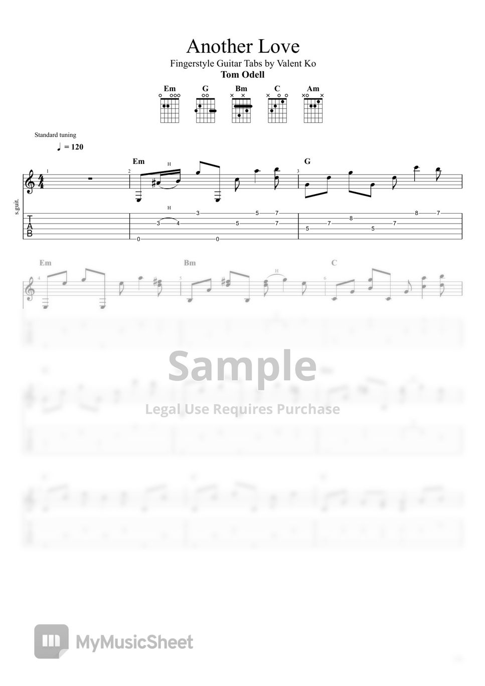 Tom Odell - Another Love Sheets by Valent Ko