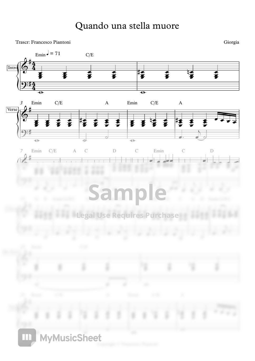 Giorgia - Quando una stella muore (spartito pianoforte) Spartito by ...