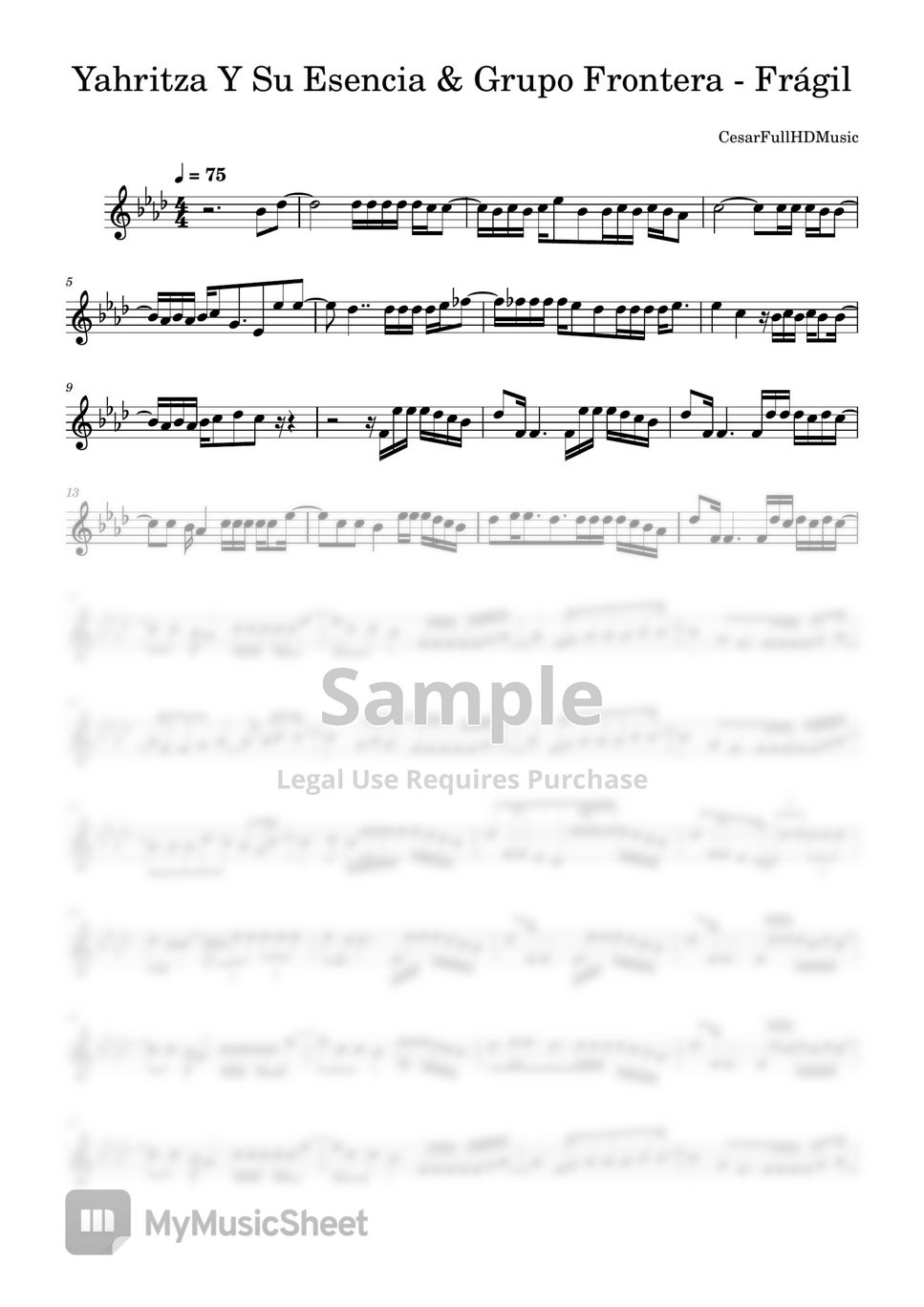 Yahritza Y Su Esencia & Grupo Frontera - Frágil 악보