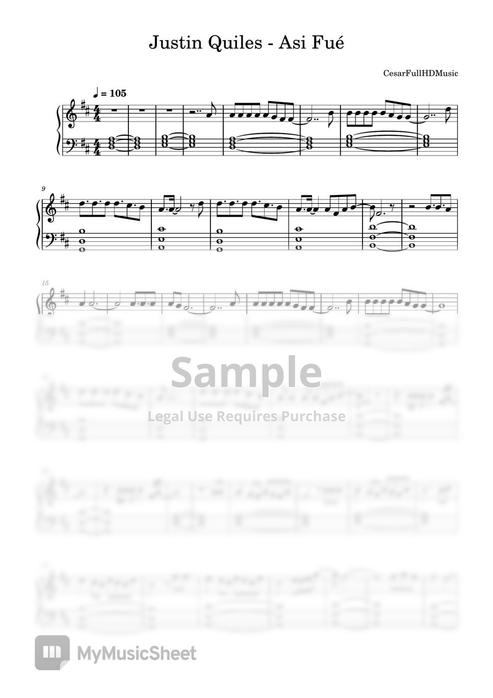 Justin Quiles - Asi Fué Sheet Music