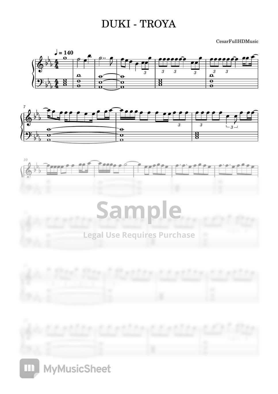 DUKI - TROYA Sheet Music