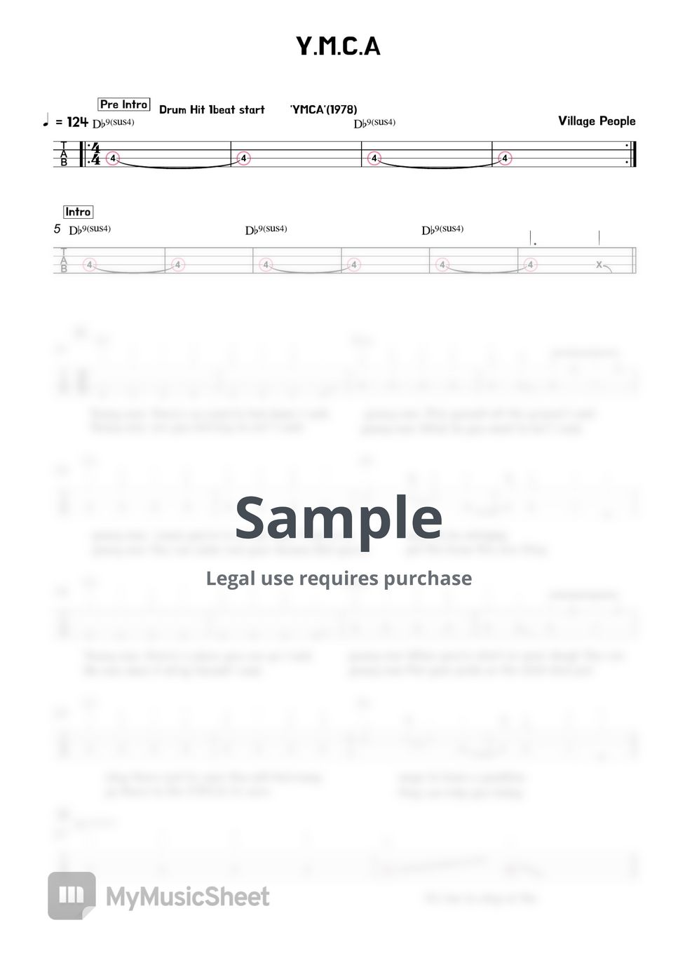 Village People - YMCA 악보 by 김미(Kimme)