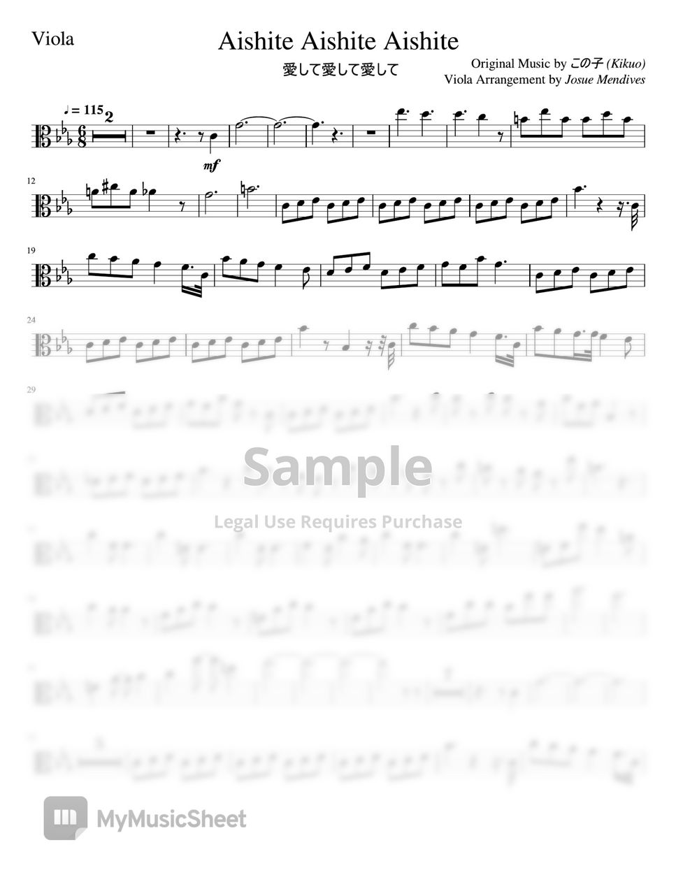 Kikuo - Aishite (Love me) 樂譜 by Josue Mendives