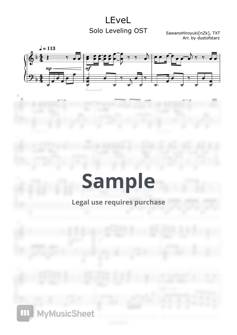 SawanoHiroyuki[nZk], TXT - LEveL (SOLO LEVELING OST) Sheets by dustofstarz