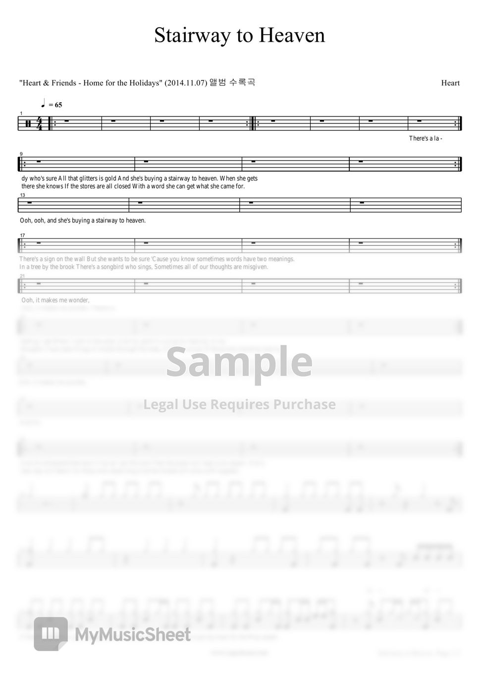 Heart - Stairway to Heaven 악보 by COPYDRUM