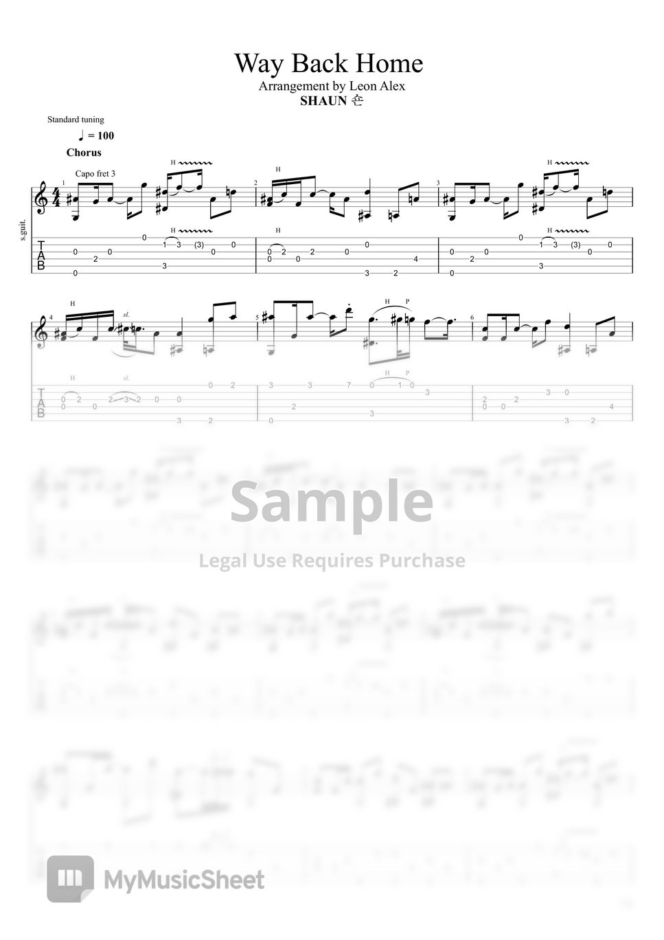 SHAUN 숀 - Way Back Home Sheet Music by Leon Alex